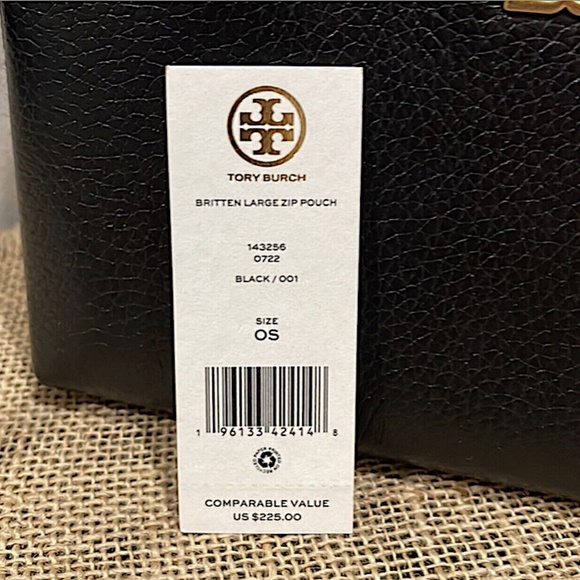 Tory Burch | Bags | Tory Burch Black With Tag Britten Large Zip Pouch ...